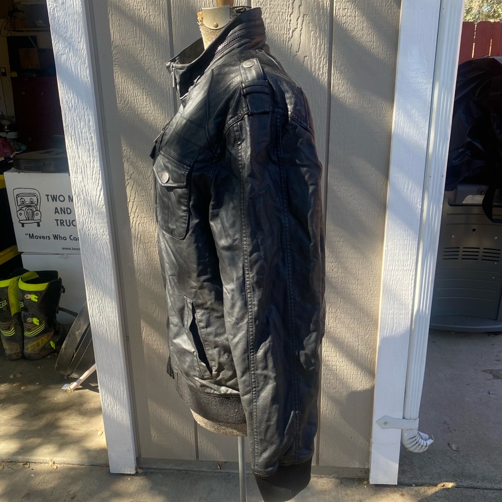 Mens Structure Faux Leather Moto Jacket - Gem